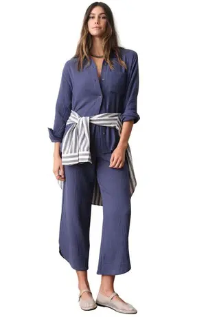 Marine Layer Cali Smocked Waist Cropped Wide-leg Pants