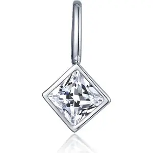 Lafonn Princess-cut Simulated Diamond Bezel Charm In Sterling Bonded With Platinum - Silver