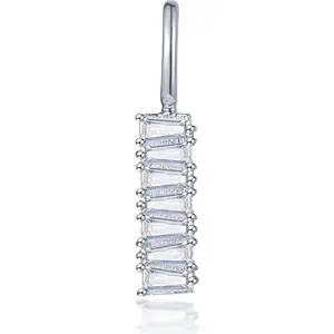 Lafonn Simulated Diamond Baguette Bar Charm - Silver