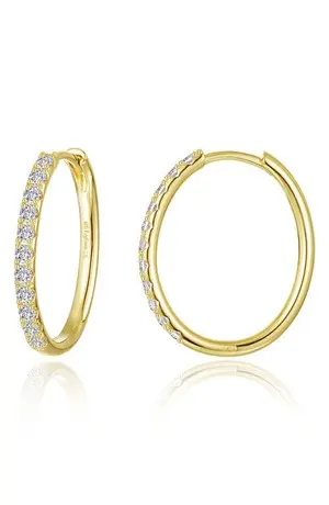 Lafonn Alina Pavé Simulated Diamond Oval Hoop Earrings - Gold