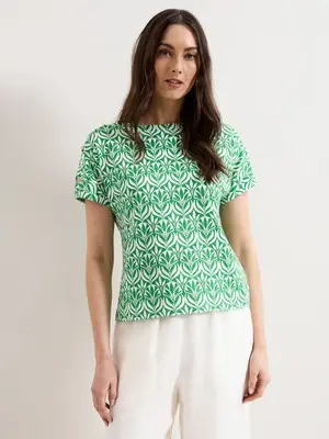 PHASE EIGHT Suzie Short Sleeve Boat Neck Top - Green