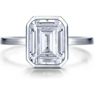 Lafonn Emerald Cut Simulated Diamond Ring - Silver