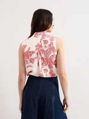 PHASE EIGHT Junie Tie Neck Sleeveless Blouse