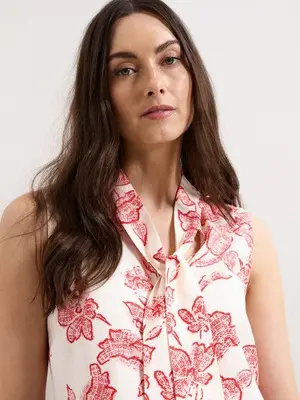 PHASE EIGHT Junie Tie Neck Sleeveless Blouse