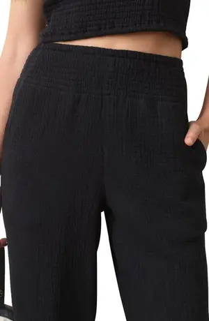 Marine Layer Isla Pull-on Double Cloth Wide Leg Pants - Black