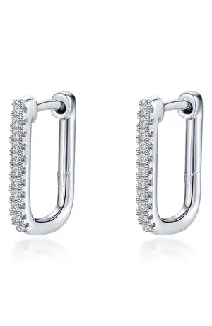 Lafonn Pavé Simulated Diamond Rectangular Hoop Earrings - Silver