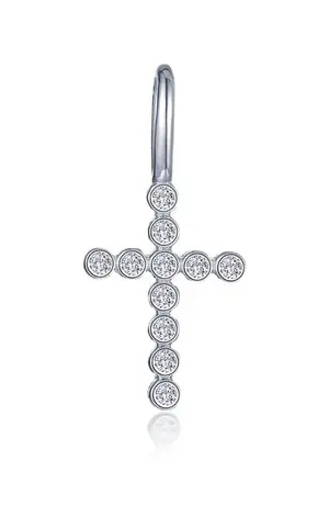 Lafonn Simulated Diamond Bezel Cross Charm - Silver