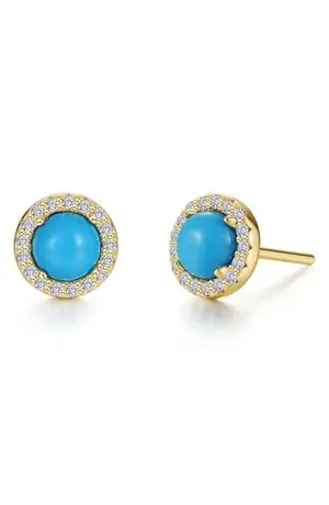 Lafonn Redondo Halo Earrings With And Simulated Diamonds - Turquoise