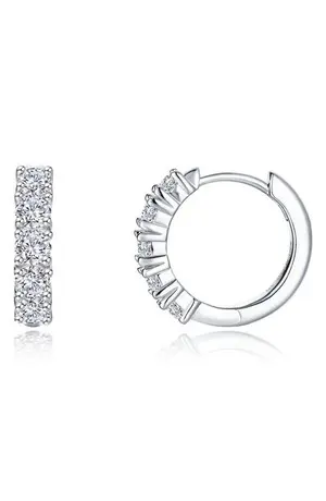 Lafonn Bella Pavé Simulated Diamond Huggie Hoop Earrings - Silver
