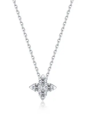 Lafonn Sterling Simulated Diamond Trillium Pendant Necklace - Silver