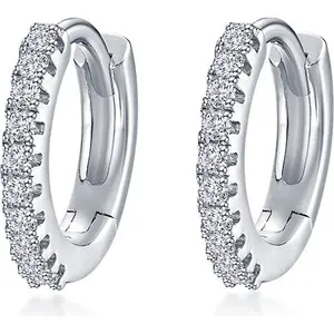 Lafonn Pavé Simulated Diamond Hoop Earrings - Silver