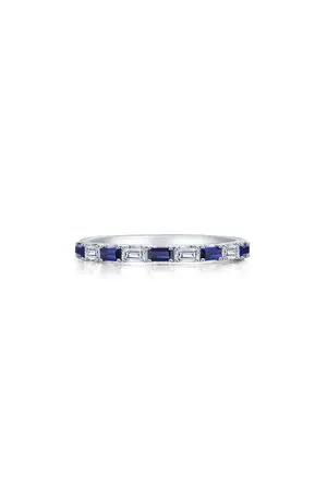 Lafonn Baguette Half Eternity Band With Sapphires And Simulated Diamonds - Blue