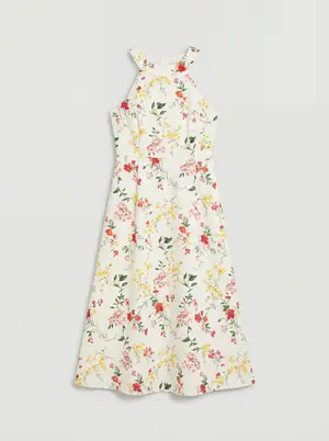 OASIS Petite Ottoman Twill Halter Midi Dress