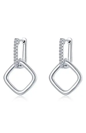 Lafonn Lumina Cube Simulated Diamond Drop Earrings - Silver