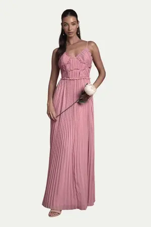 OASIS Chiffon Ruffle Strap Maxi Dress - Rose
