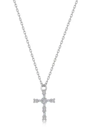 Lafonn Eden Baguette Simulated Diamond Cross Necklace - Silver