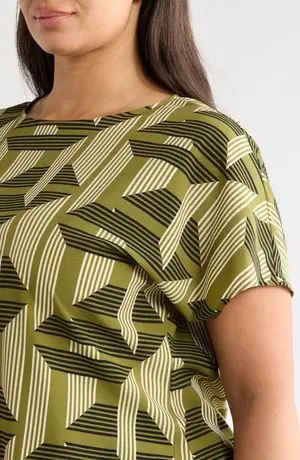 Anne Klein Printed Bateau Neck Top