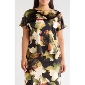 Anne Klein Floral Print Top - Bay Leaf Multi