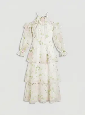 OASIS Petite Organza Cold Shoulder Midi Dress