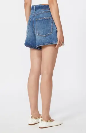 Sportmax Fiesta High Waist Belted Denim Shorts - Midnight Blue