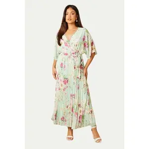 OASIS Petite Occasion Pleated Midi Dress - Sage