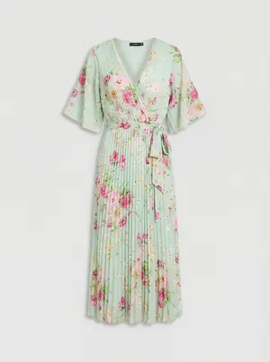 OASIS Petite Occasion Pleated Midi Dress - Sage