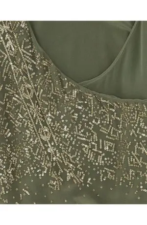 FORTELA Silk Crepe Dress With Golden Bead Embroidery