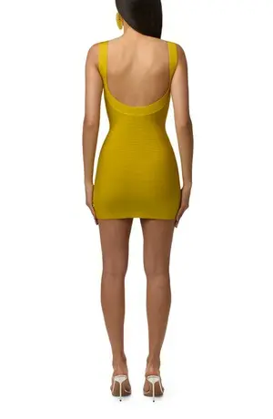 Naked Wardrobe Knit Sculpt Bandage Minidress - Lemon