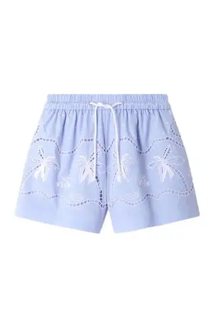 Sandro Embroidered Cotton Shorts