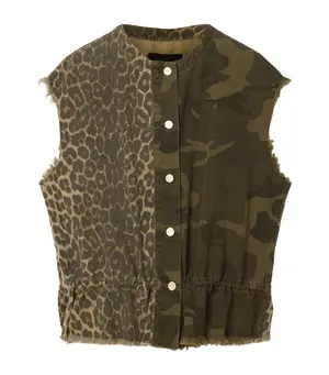 ALLSAINTS Mixed Print Denim Waistcoat