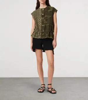 ALLSAINTS Mixed Print Denim Waistcoat