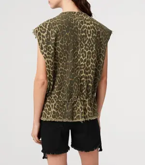 ALLSAINTS Mixed Print Denim Waistcoat