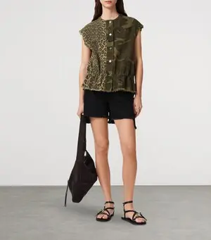 ALLSAINTS Mixed Print Denim Waistcoat