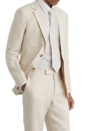 REISS Atlantic Linen Blazer - Stone