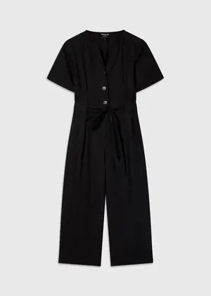 Whistles Fiona Linen Button-front Jumpsuit - Black
