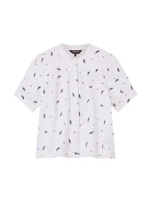 Whistles Embroidered Cotton Frill Top