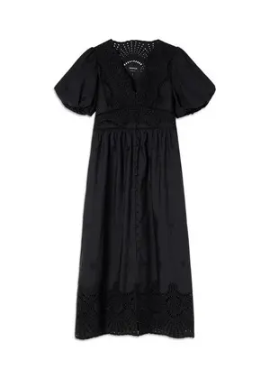 Whistles Cotton Broderie Midi Dress