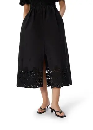 Whistles Cotton Broderie Midi Dress