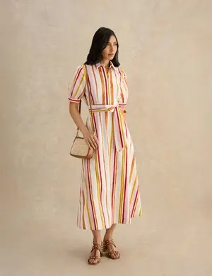 HOBBS LONDON Belted Shirt Midi Dress