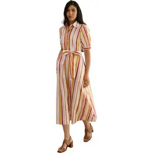 HOBBS LONDON Belted Shirt Midi Dress - Ivorymulti