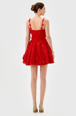 BARIANO Penni 3d Floral Mini Dress With Sweetheart Neckline