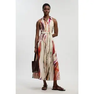 Karen Millen Marble Print Halterneck Shirt Dress - Multi