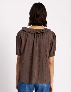 ALBARAY Ruffle Neck Button-front Blouse