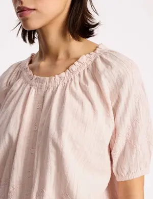 ALBARAY Embroidered Scoop Neck Blouse