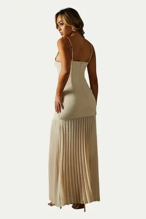 MISSPAP Square Neck Pleated Maxi Dress