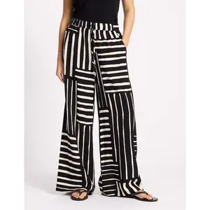ALBARAY Patchwork Stripe Trouser - Black