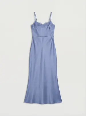 OASIS Lace Trim Strappy Satin Maxi Dress