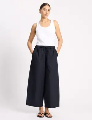 ALBARAY Drawstring Waist Barrel Leg Trouser