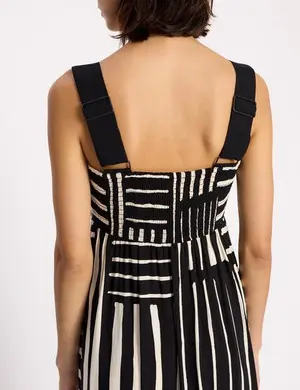 ALBARAY Patchwork Stripe Wide Strap Sundress