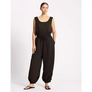 ALBARAY Tencel Balloon Leg Jumpsuit - Chocolate